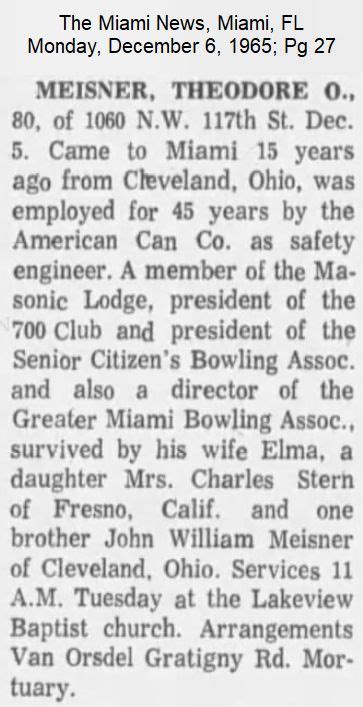 Theodore O Ted” Meisner 1885 1965 Mémorial Find A Grave