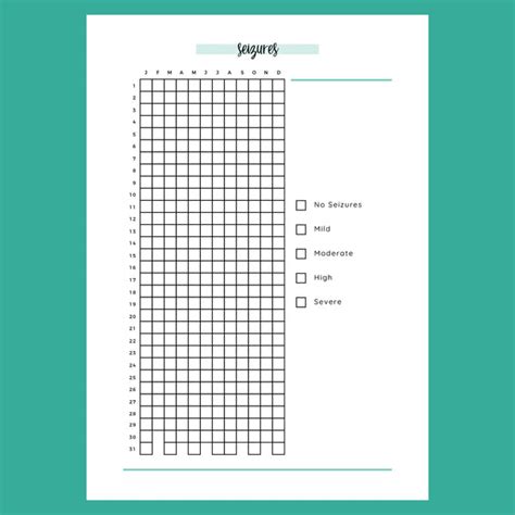 Daily Seizure Tracker A5 Instant Download Printable Pdf Template