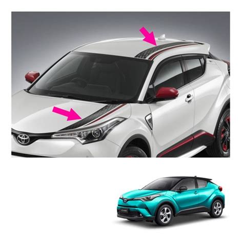 Roof Bonnet Sticker Tape Stripe Set Black Fits Toyota C Hr Suv 2018