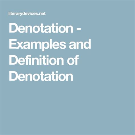 Denotation Examples And Definition