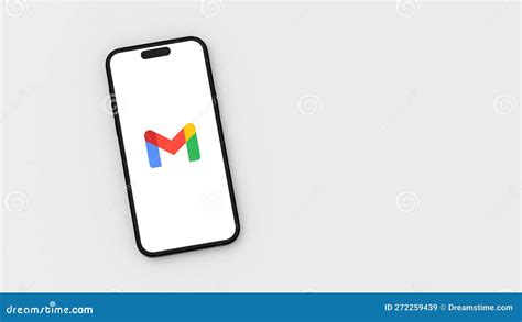Gmail Logo On Mobile Phone Screen On Gray Background With Copy Space