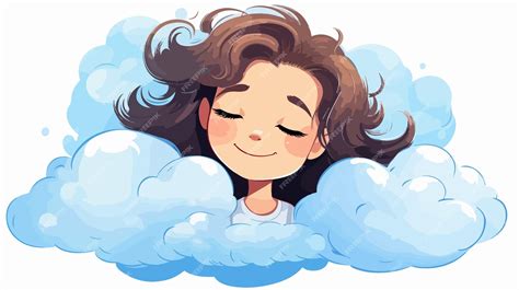 Dreamy Cartoon Girl With Head In Clouds Stock Illustration Premium Ai