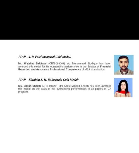 Awarded With Icaps Ebrahim Dahodwala Gold Medal For Outstanding