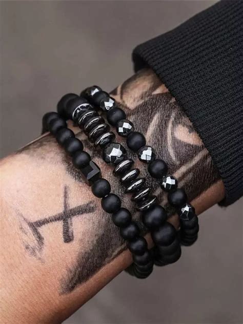 Rintoler Pulsera De Cuentas De Moda Y Popular De 3 Piezas Para Hombres