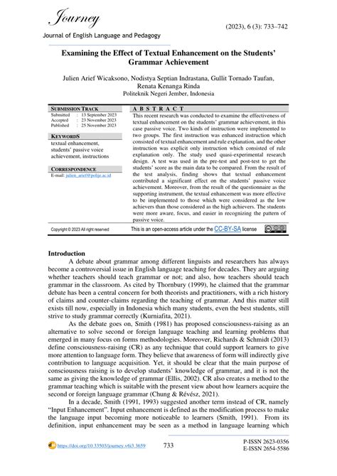 Pdf Examining The Effect Of Textual Enhancement On The Students
