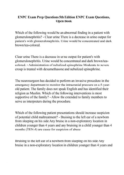 Enpc Exam Prep Questions 5th Edition Enpc Exam Questions Open Book