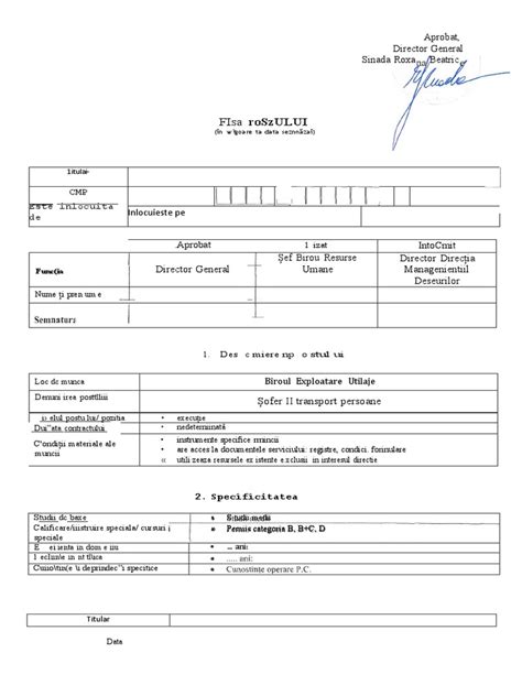 Fisa De Post Sofer Transport Persoane Pdf