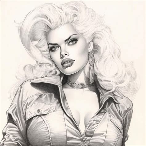 Premium Ai Image A Drawing Of A Woman With Long Blonde Hair