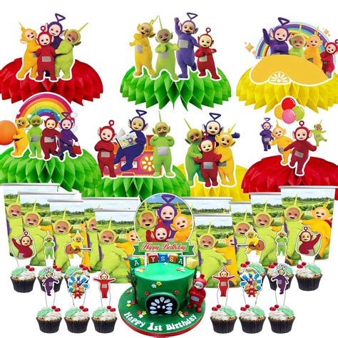 Teletubbies Party Supplies Decor Cups Fans Decorations Honeycomb Centerpieces Cake Toppers