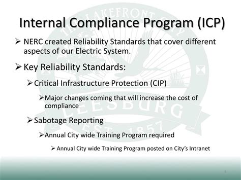 Ppt City Of Leesburg Electric Department Internal Compliance Program Icp Powerpoint