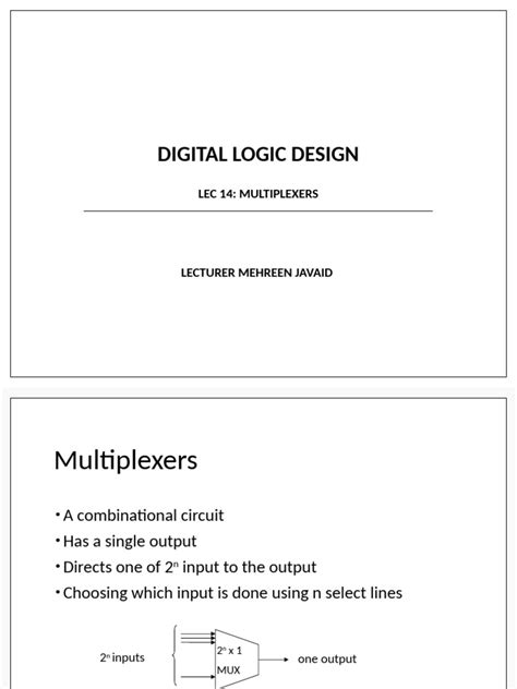 Lec 14 Multiplexers Pdf Digital Electronics Computer Engineering