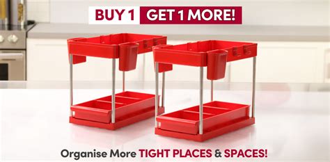 Ruby™ Rack 2 Pack Narrow Multi Level Space Saving Organiser