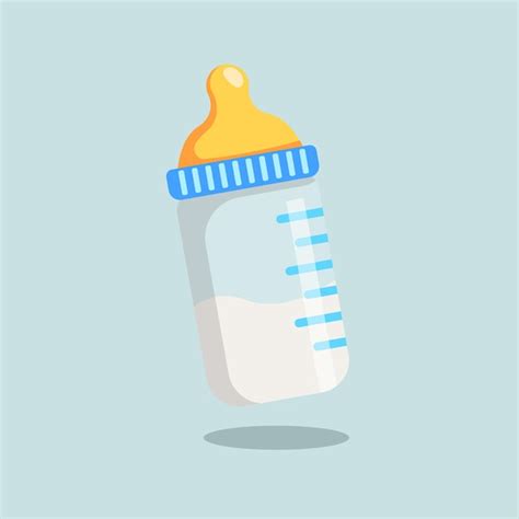 Biberons Avec Tétines Pour Bébés Remplis De Lait Vecteur Premium