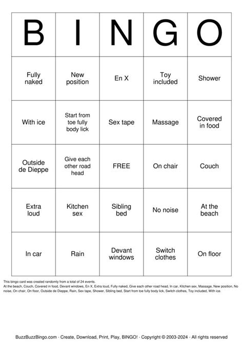 Sex Bingo Cards To Download Print And Customize