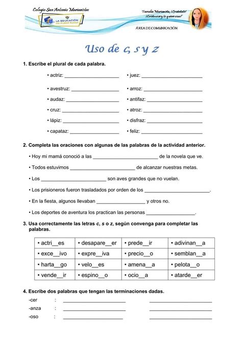 Uso De La C S Y Z Para Tercer Grado De Primaria Worksheet Artofit