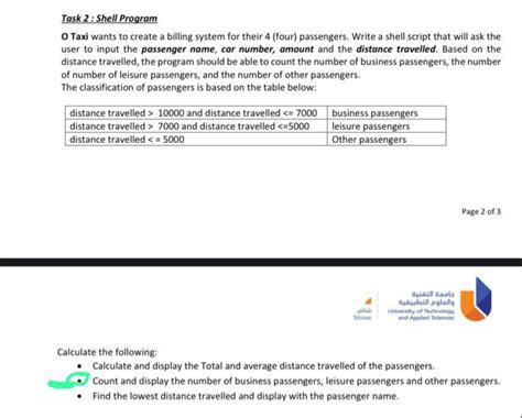 Solved Task 2 Shell Program O Taxi Wants To Create A