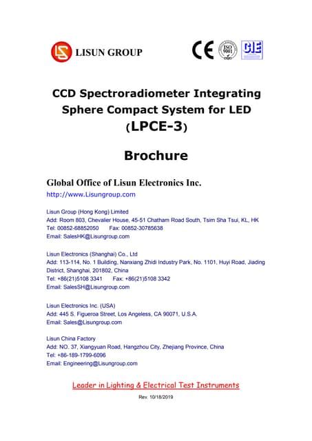 Ccd Spectroradiometer Integrating Sphere Compact System For Led 7000vis