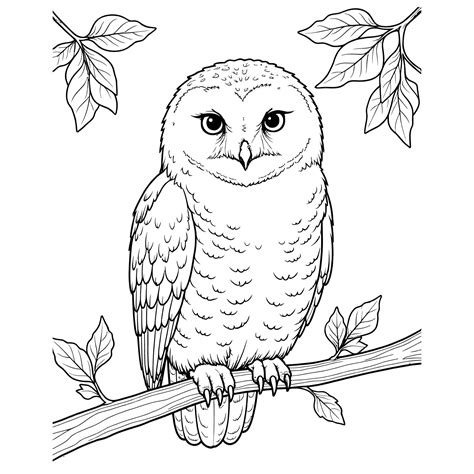 Cute Owls Coloring Page Style For Outline And Line Art Illustration
