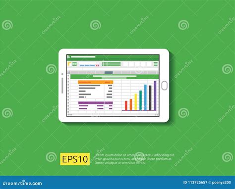Tablet With Spreadsheet On Screen Office Things For Planning And Accounting Analysis Audit
