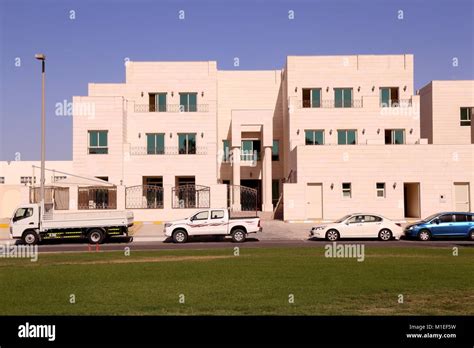 Contemporary Villa With Natural Stone Cladding Shot From Dubai Stock