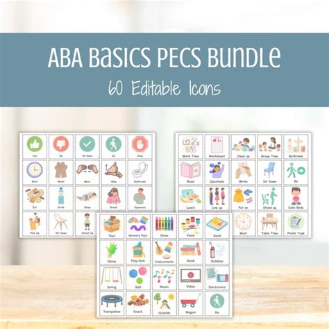 Editable Aba Basics Pecs Bundle Picture Communication Cards Aac