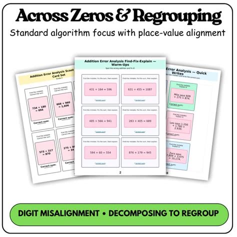 4th Grade Subtraction Error Analysis Printable Worksheets — Multi Digit