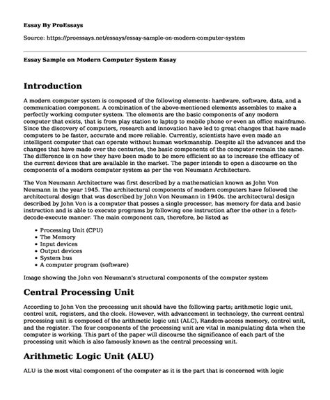 📚 Essay Sample On Modern Computer System Free Essay Term Paper