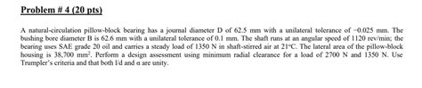 solved problem 4 20 pts a natural circulation pillow block bearing