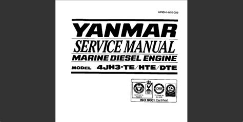 Yanmar 4jh3 Te 4jh3 Hte And 4jh3 Dte Marine Diesel Engine Workshop