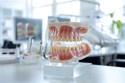 Educational Cross Section Of Denture Model With Labeled Teeth On