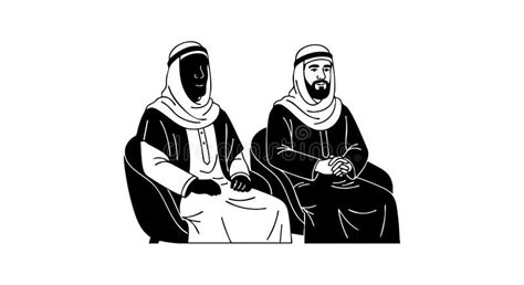Two Middle Eastern Men Wearing Traditional Arab Clothing Sitting