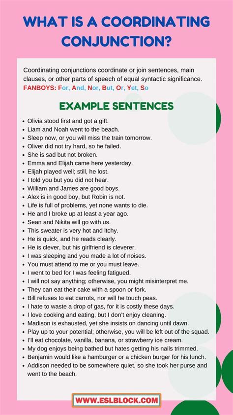 Coordinating Conjunctions Examples And Usage