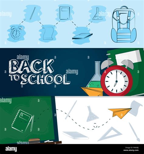 Back To School Supplies Cartoons Vector Illustration Graphic Design