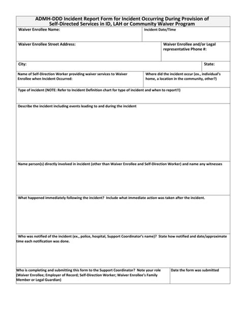 Alabama Incident Report Form For Incident Occurring During Provision Of