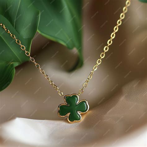 Premium Photo Van Cleef Amp Arpels Style Green Jade Clover Necklace