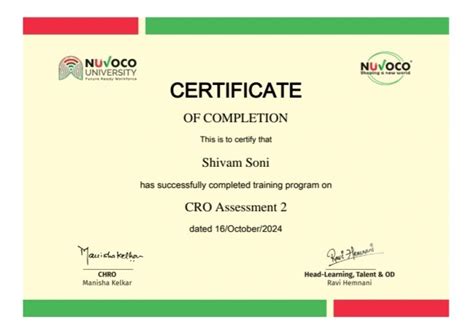 Cro Assessment Certificate Shivam Soni