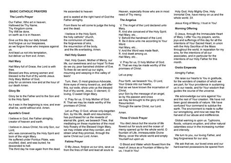 Basic Catholic Prayers Basic Catholic Prayers The Lords Prayer Our