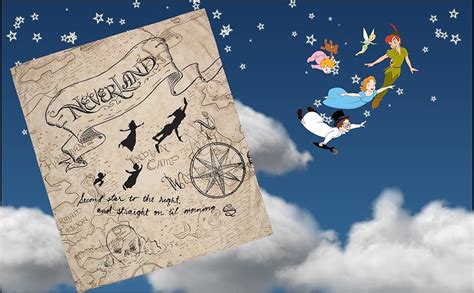 Disneys Peter Pan Neverland Map Compass Tapestry For
