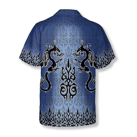 Tribal Dragon Flame Blue Background Dragon Shirts For Men Dragon