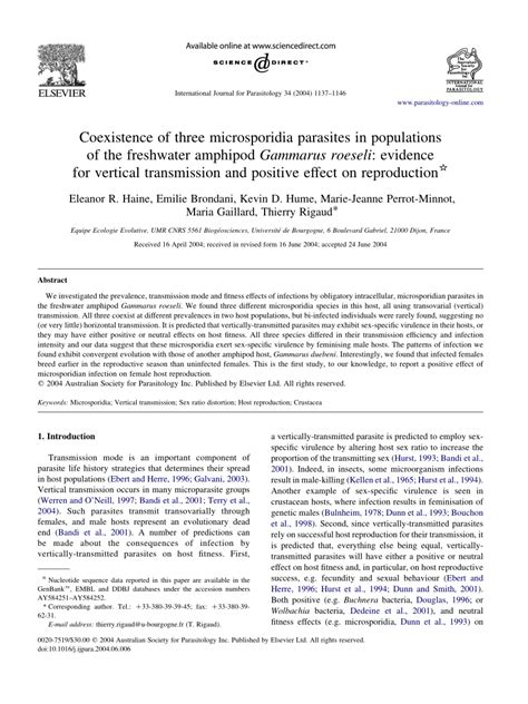 Pdf Coexistence Of Three Microsporidia Parasites In Populations Of