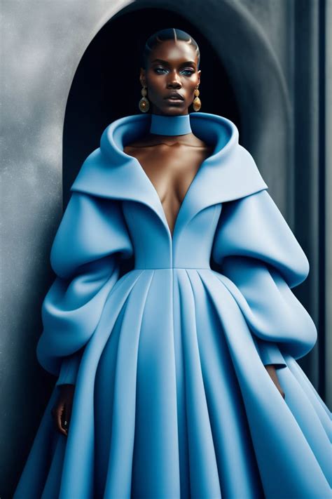 Lexica High Fashion Hooded Figures In Icy Blue Ballgowns In A Crypt