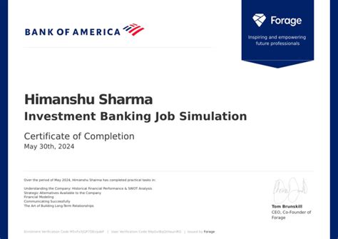 Bank Of America Forage Completion Certificate Pdf