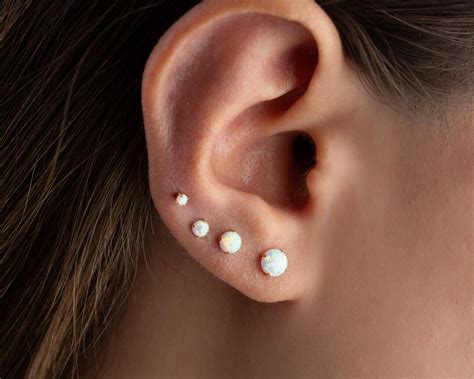 16g18g20g Opal Push In G23 Titanium Stud Gold Silver Threadless Flat