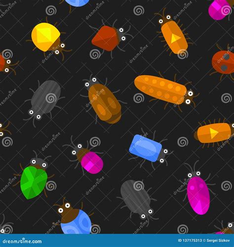 Cartoon Seamless Insects Background Bugs Pattern Stock Vector Illustration Of Backdrop