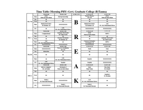 Timetable Morning Physics Pdf Electrical Engineering Physics