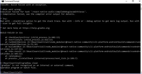 Execution Failed For Task React Native Audio Compiledebugjavawithjavac Stack Overflow