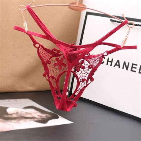 Sexy Fleur Creux Perle Massage Sans Entrejambe Taille Basse Leurre T