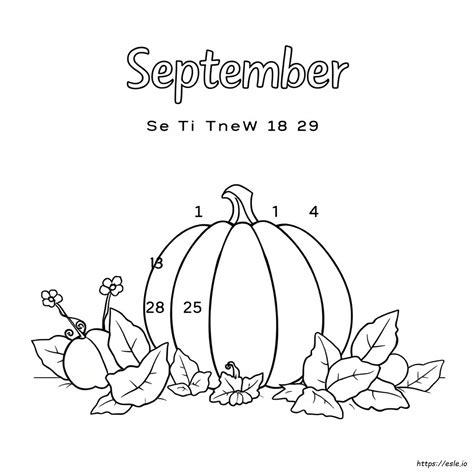 September Calendar Coloring Page