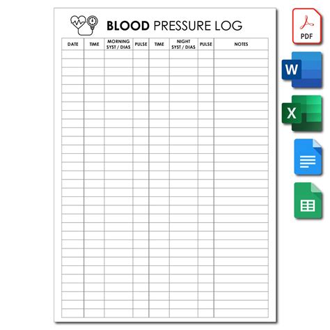 Printable Blood Pressure Log Blood Pressure Tracking Sheet Daily