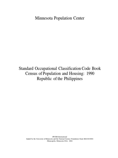 Ph1990cbi Philippines Standard Occupational Classification Code Book Pdf Engineering